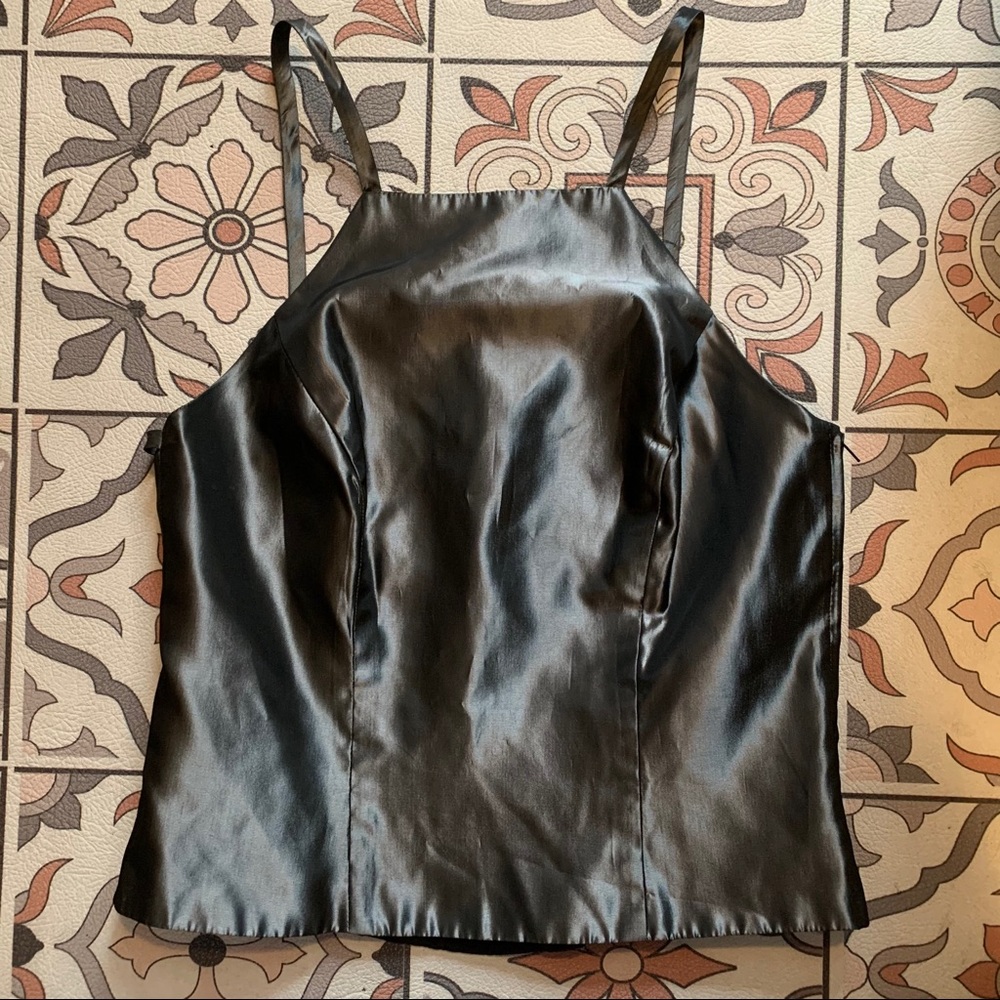 2000s Silver Metallic Club Top Strappy Open Back - Gem